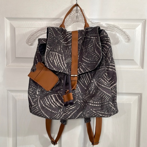 Lu & Elle | Bags | Lu Elle Canvas And Vegan Leather Backpack With Card ...